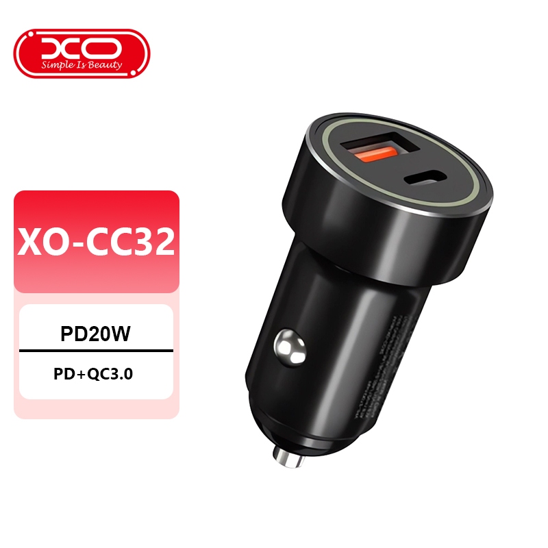 XO-CC32 เครื่องชาร์จรวดเร็ว 20 วัตต์ในรถ 2 in 1 Type c และ USB ชาร์จ ...