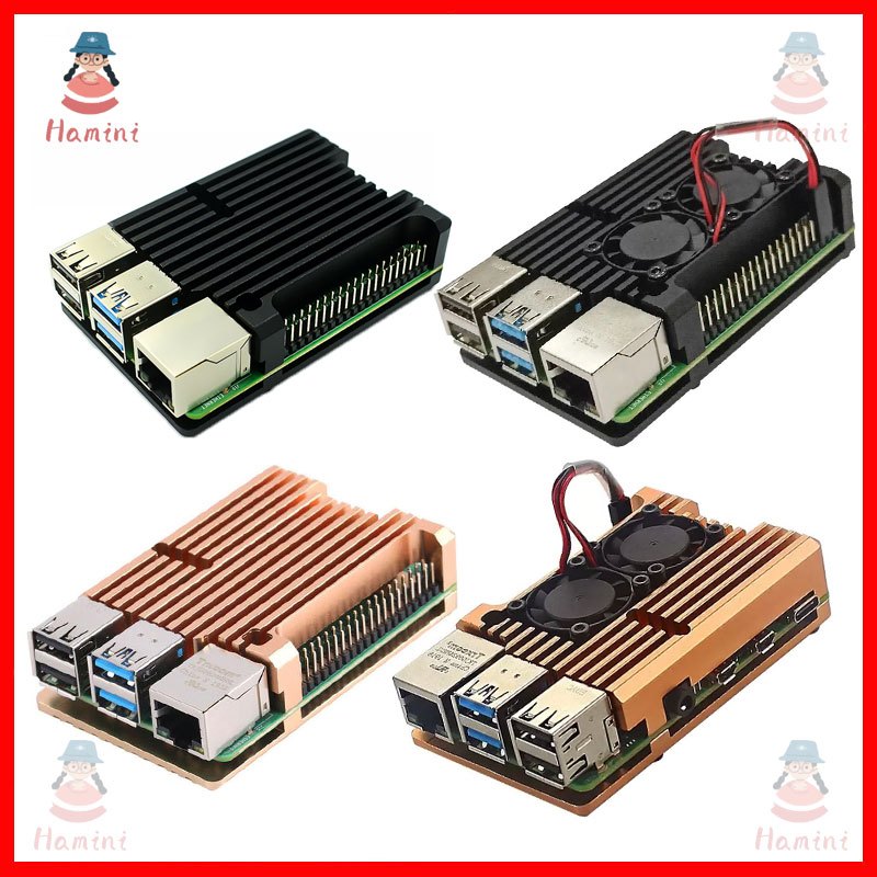 Raspberry Pi Metal 4th Generation Shell Raspberry Pi รุ่นที่ 4 b + กล่องอลูมิเนียมอัลลอยด์ 4b ...