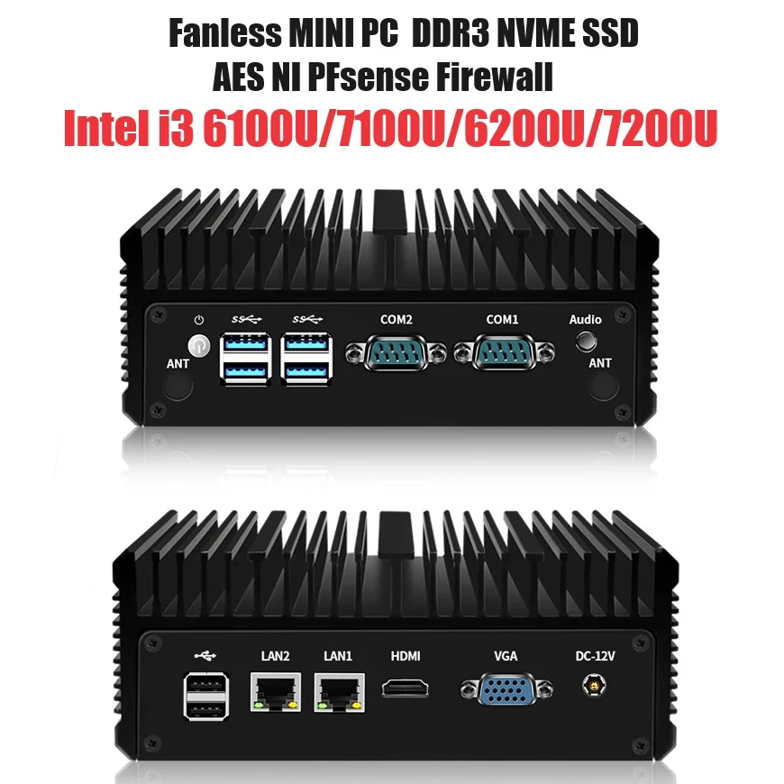 MINI PC Intel Core I3-7100U Fanless Soft Router อุตสาหกรรม MINI PC Dual ...