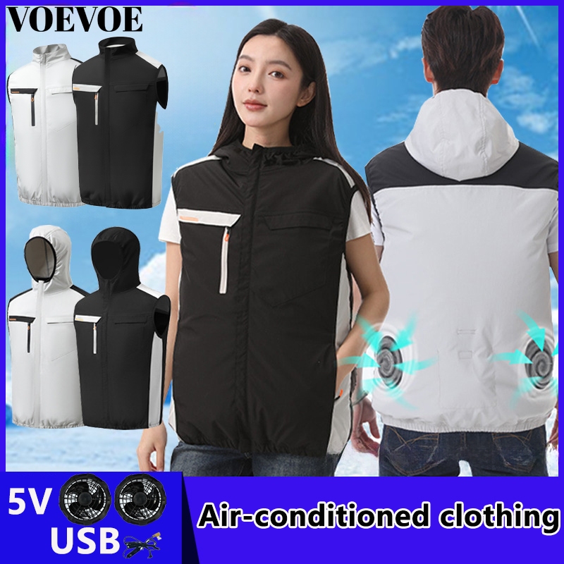 VOEVOEเสื้อกั๊กพัดลมระบายความร้อนสําหรับผู้ชายและผู้หญิง | Shopee Thailand