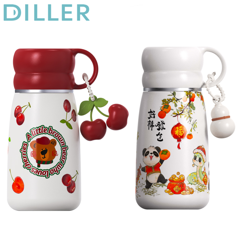 Diller กระติกน้ําสูญญากาศ Thermos 316 สแตนเลสหมีเชอร์รี่น่ารักขวดน้ําดื่ม (370ml) D9224 | Shopee ...