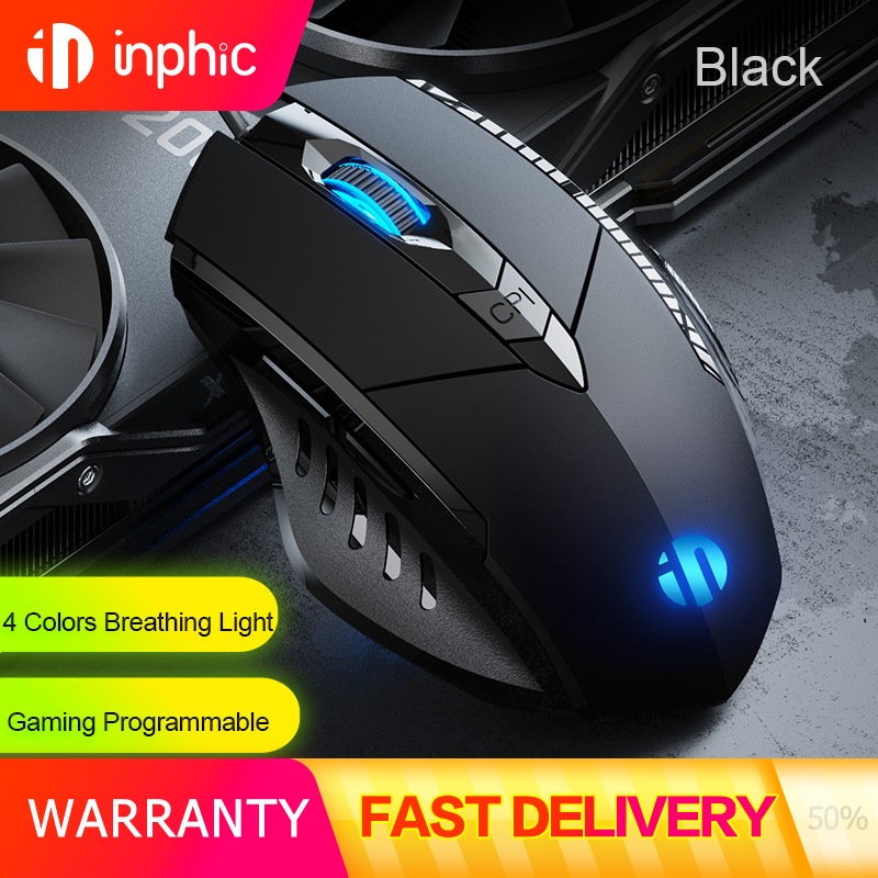 Inphic W1 เมาส์สําหรับเล่นเกมแบบมีสาย 200-8800DPI เมาส์ออปติคัล 6 ปุ่ม ...
