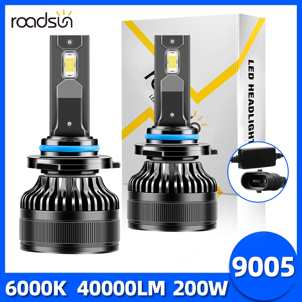 Roadsun 2 ชิ้น 9005 ไฟหน้ารถ Led หลอดไฟ HB3 H10 เดี่ยว-ทองแดงหลอด 200 วัตต์ 40000LM 6000 พัน 900 ...