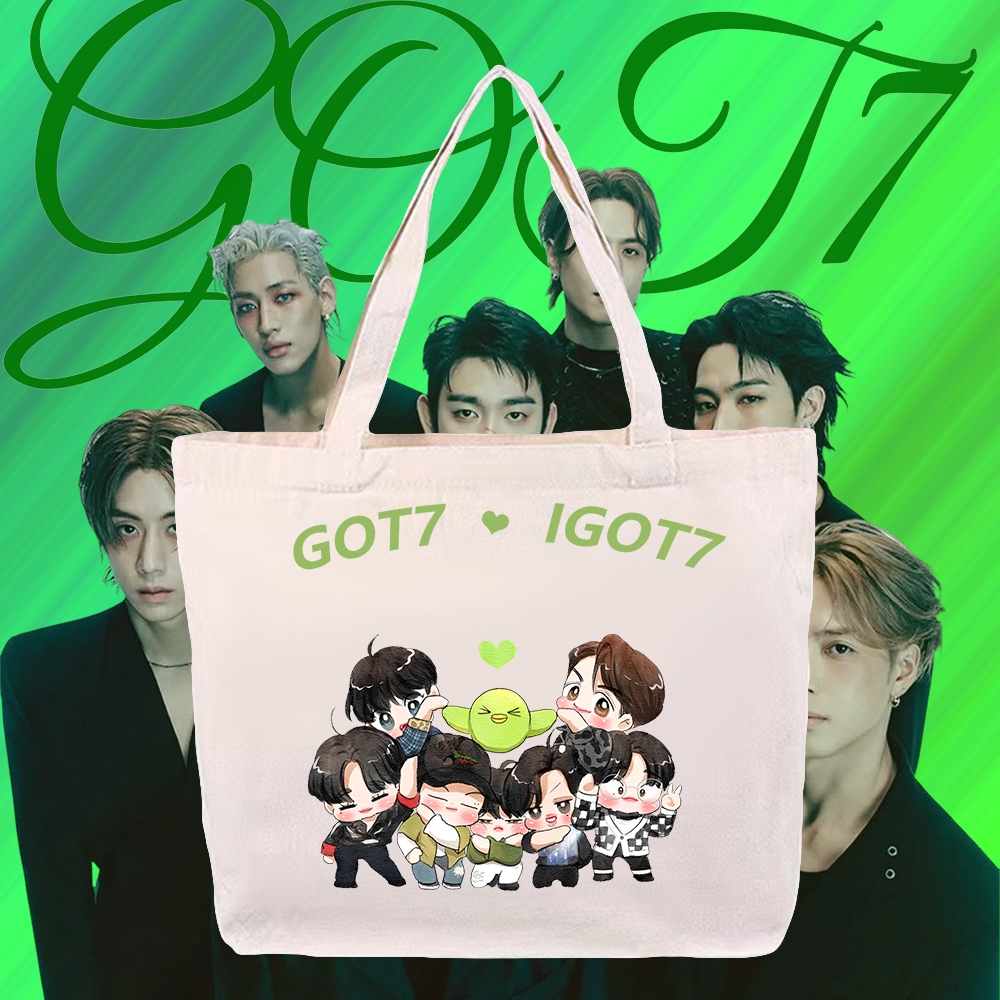 2025 GOT7 CONCERT IN BANGKOK Green Logo Printing Canvas Tote bag ...