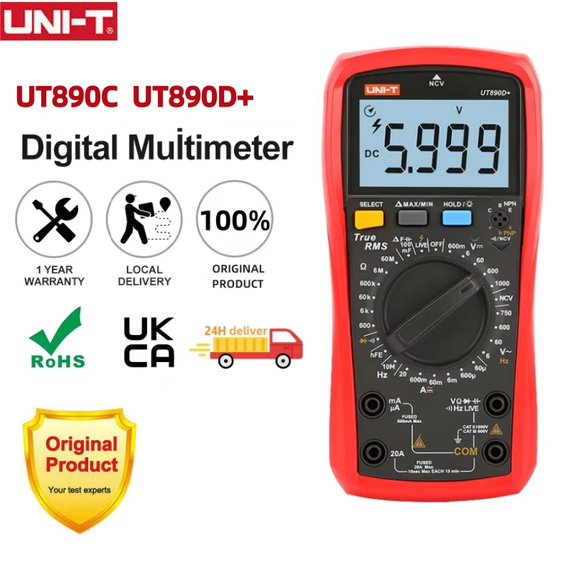UNI-T UT890C/890D+เครื่องทดสอบมัลติมิเตอร์ดิจิทัล AC DC แอมป์มิเตอร์โวลต์มิเตอร์ความต้านทาน ...