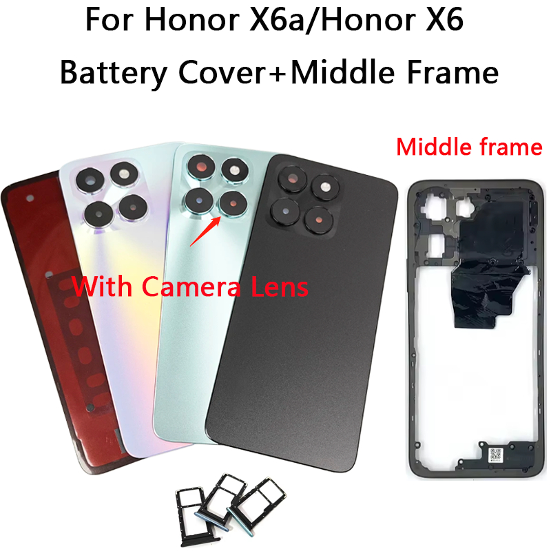 ใหม่ปกหลังสําหรับ Honor X6a/WDY-LX1, WDY-LX2 Honor X6 ฝาครอบแบตเตอรี่ ...