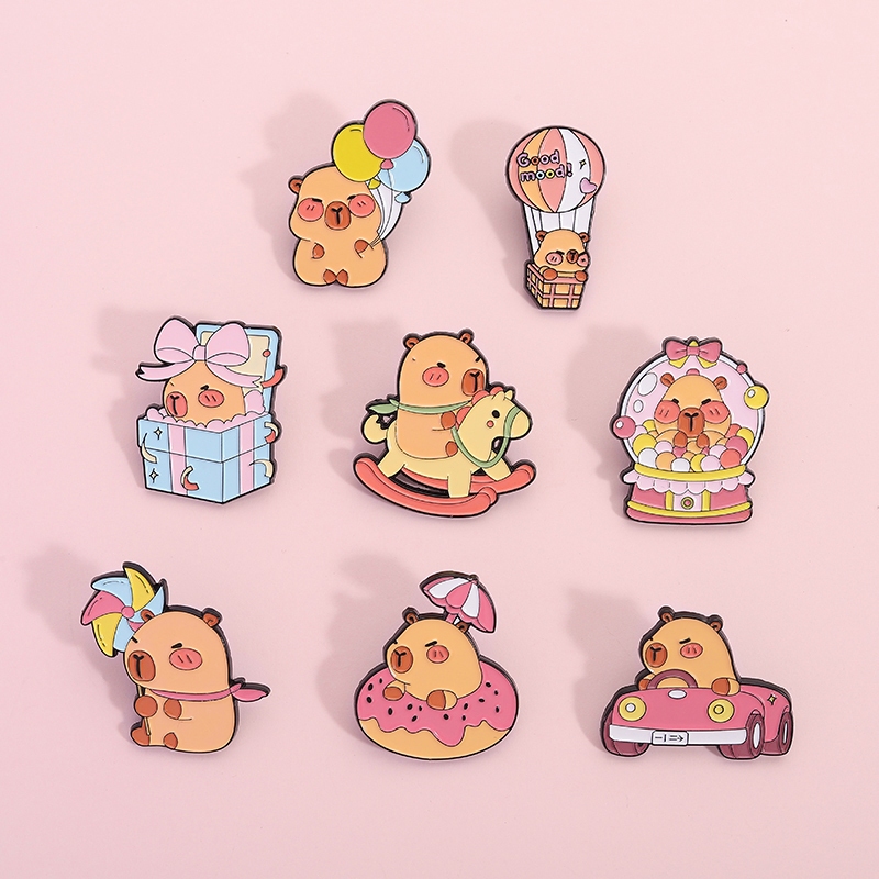น่ารักตลก Capybara เคลือบ Pins สัตว์ Capy เข็มกลัด Kawaii Capybaras ...
