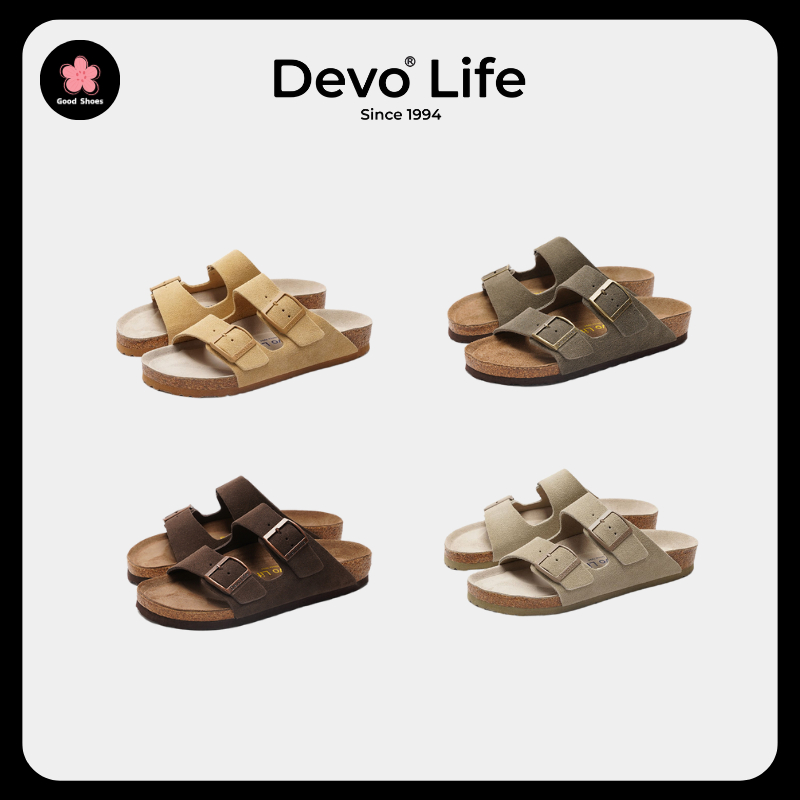 Devo Life [พร้อมส่ง] รองเท้าแตะ Slippers Leather Retro Flat Shoes แท้ ...