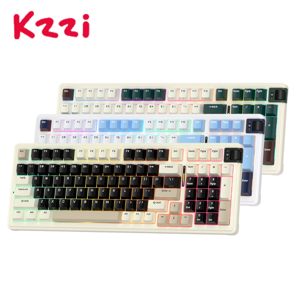 KZZI K98 98 Key ปะเก็นโครงสร้างสามโหมดบลูทูธไร้สายพร้อม Roller RGB คีย์บอร์ดเกม | Shopee Thailand
