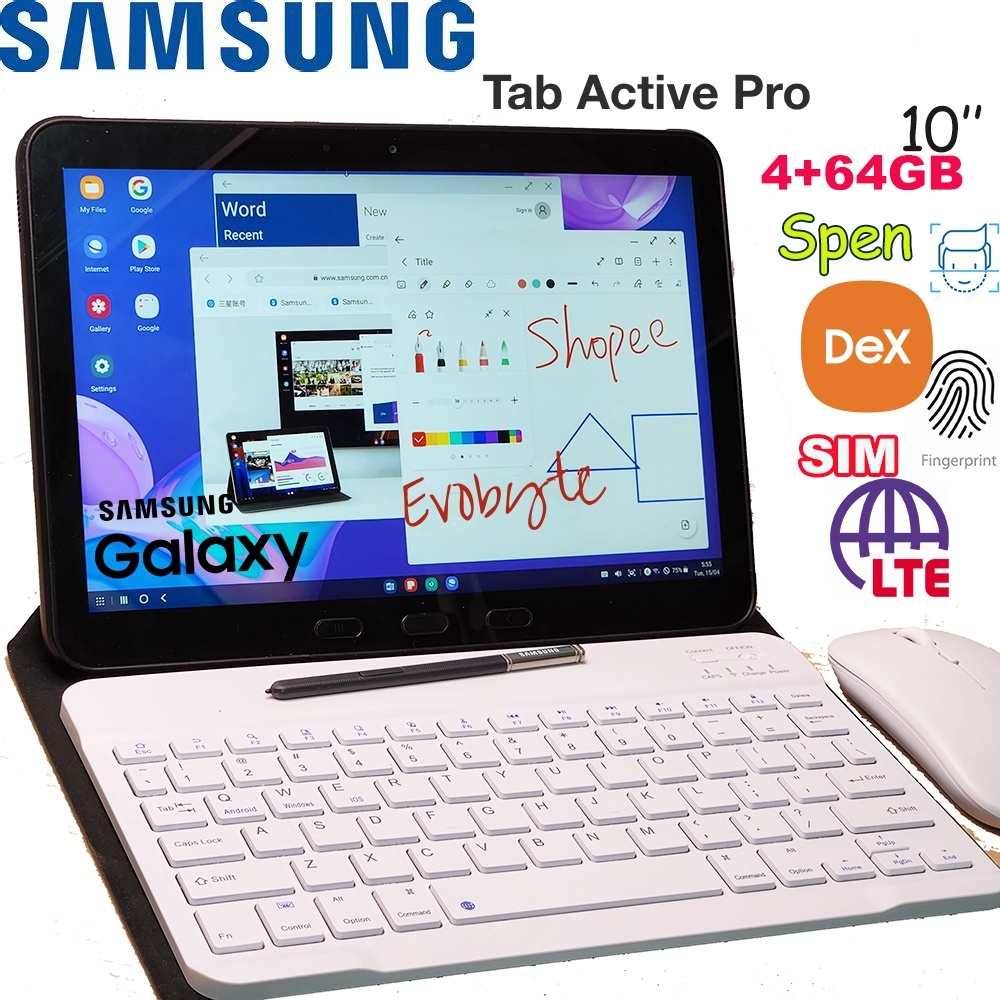 90% ใหม่มือสอง Samsung Galaxy Tab Active Pro 10.1 4GB 64GB SIM LTE SM-T547U แท็บเล็ตที่ทนทาน ...
