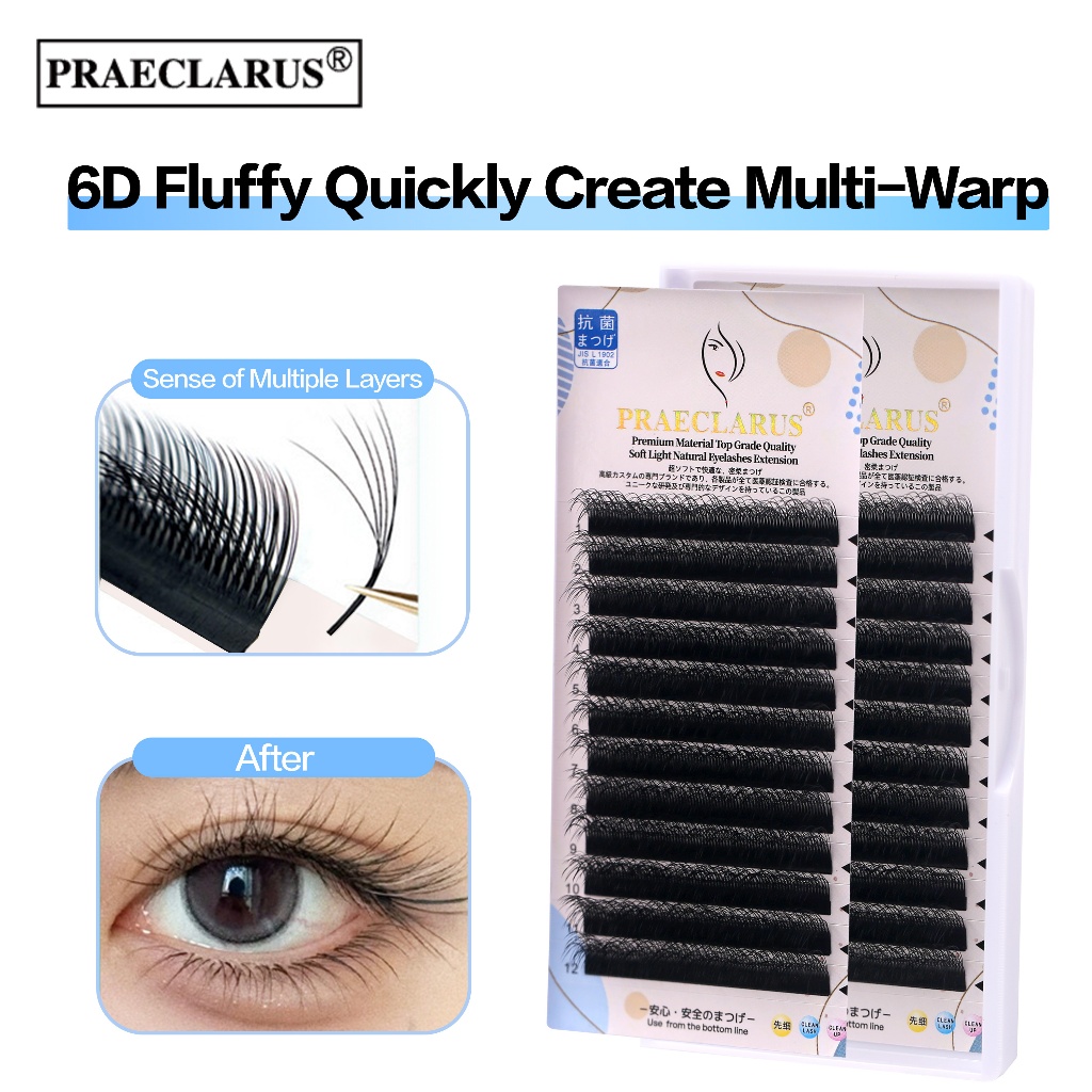 PRAECLARUS 6D Fluffy Eyelash Extension ความหนา 0.07 มม.Double layer ...