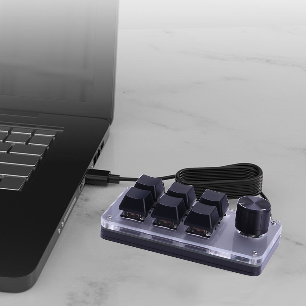 Macro Keyboard 6 Key + 1 Knob Programmable One-handed Mechanical Keypad ...
