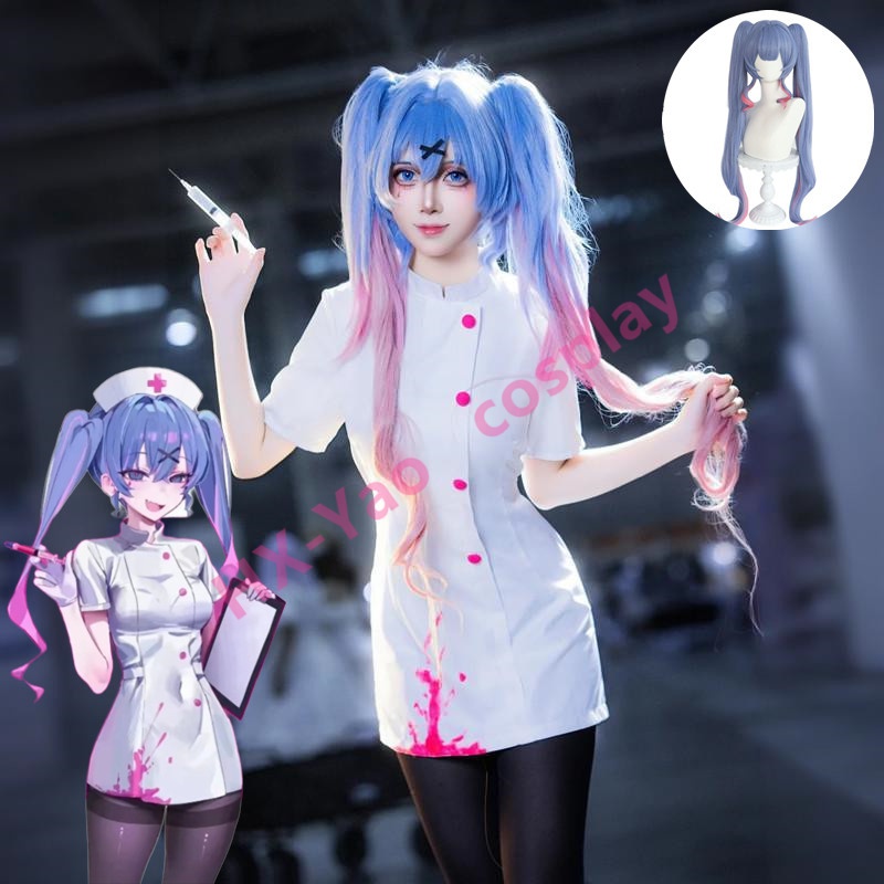 【HX-YAO】Hatsune Miku cosplay game costumes Rabbit Hole Nurse attire คอสเพลย์เซ็กซี่ชุดฮาโลวีนสี ...