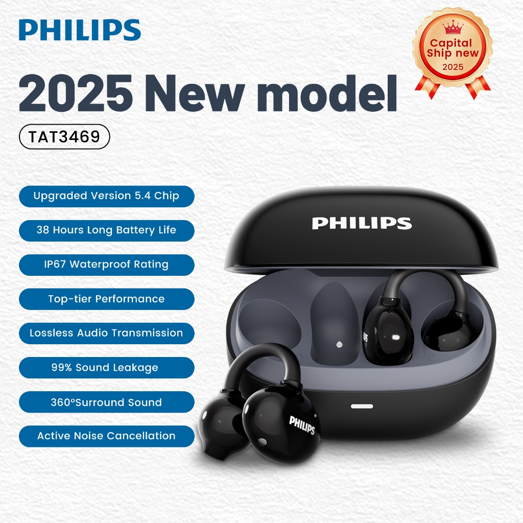 หูฟังบลูทูธ Philips TAT3469 5.4 Wireless Air-Bone Conduction หูฟัง ...