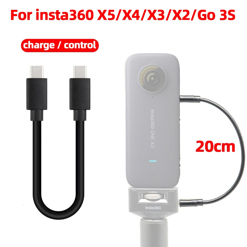 สายชาร์จสำหรับ Insta360 Power Selfie Stick 20 ซม. สาย USB TypeC ถึง TypeC สำหรับควบคุมวันที่ ...