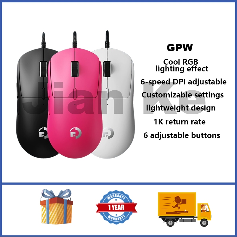 GANO GPW-Y เมาส์สําหรับเล่นเกมแบบมีสาย/ไร้สาย RGB 128000เมาส์ตามหลักสรีรศาสตร์กีฬาอิเล็กทรอนิกส์ ...