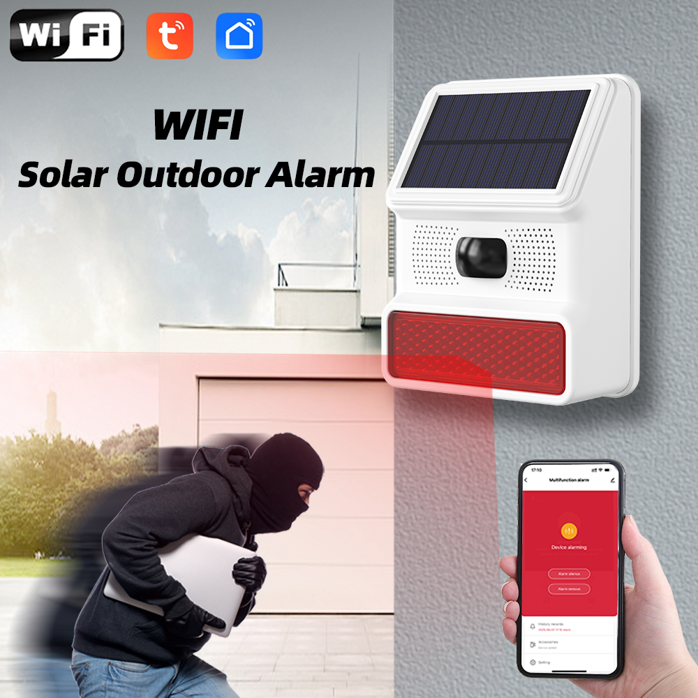 PGST Waterporrf Outdoor Siren Wifi สําหรับระบบเตือนภัย PGST 100dB Strobe พลังงานแสงอาทิตย์ Home ...