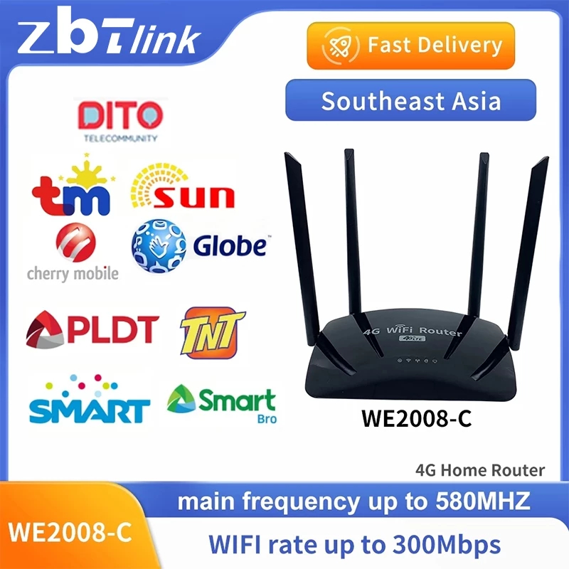 ZBTlink เราเตอร์ 4G สัญญาณแรงพร้อมซิมการ์ด 500Mbps 4G โมเด็ม 2.4GHz เสา ...