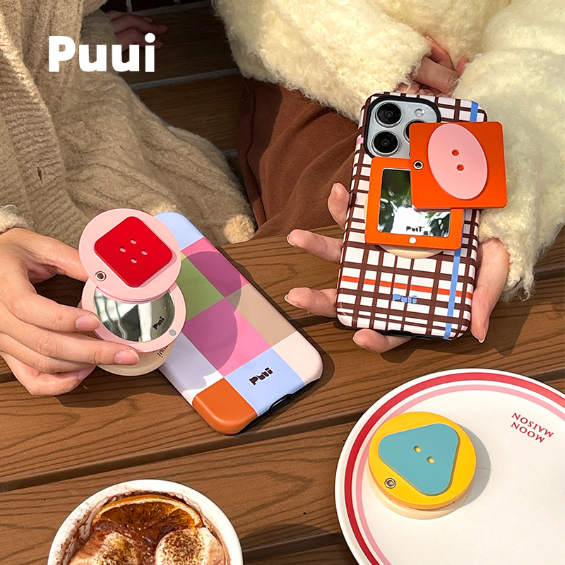 Puui [พร้อมส่ง] Colorful Plaid Phone Case Magnetic Holder Anti-Fall ...