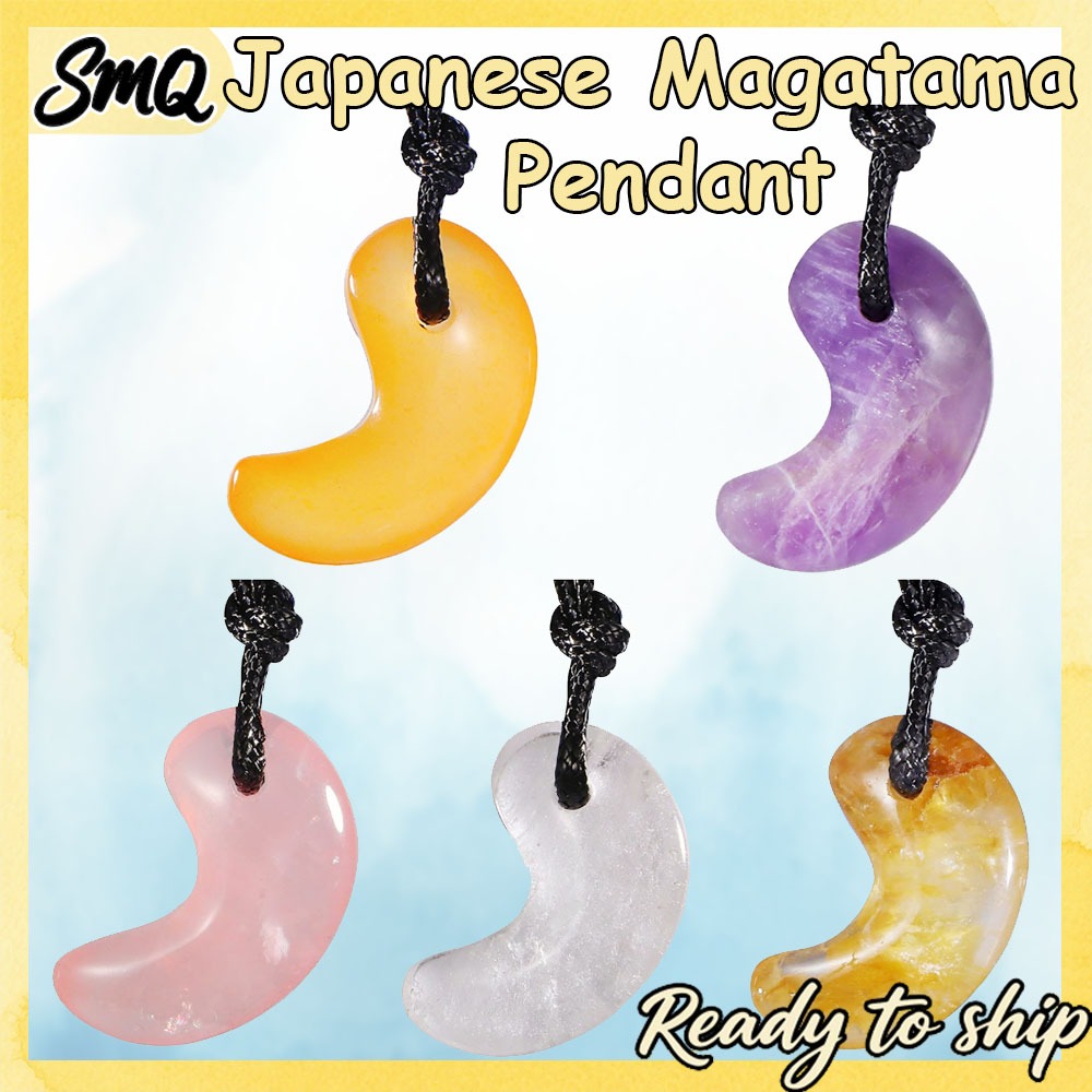 หินธรรมชาติสร้อยคอ Magatama ญี่ปุ่นแกะสลักมือคริสตัล Jewellery Unisex ...