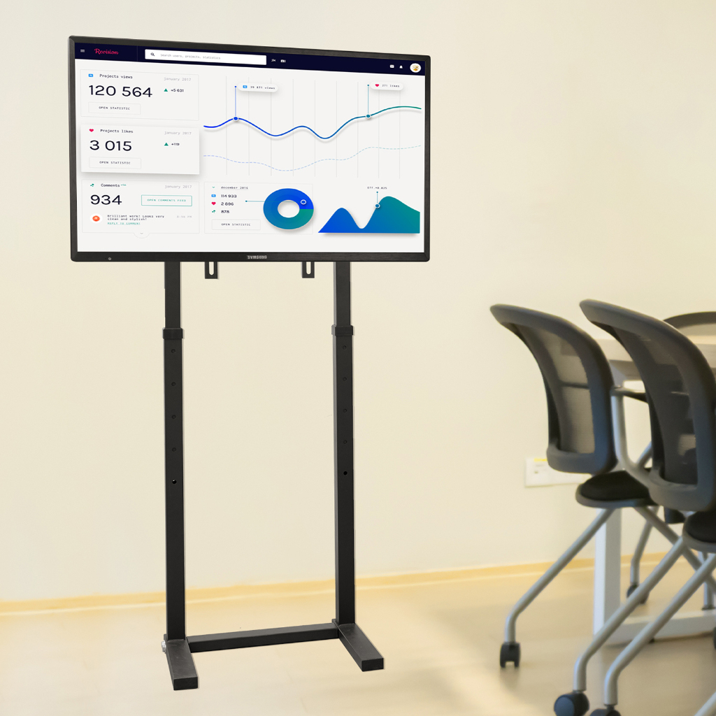 UNHO Universal ขาตั้งทีวีพื้นสูงพร้อมขายึดขาตั้งฟรีสําหรับ 32-65 นิ้ว ...