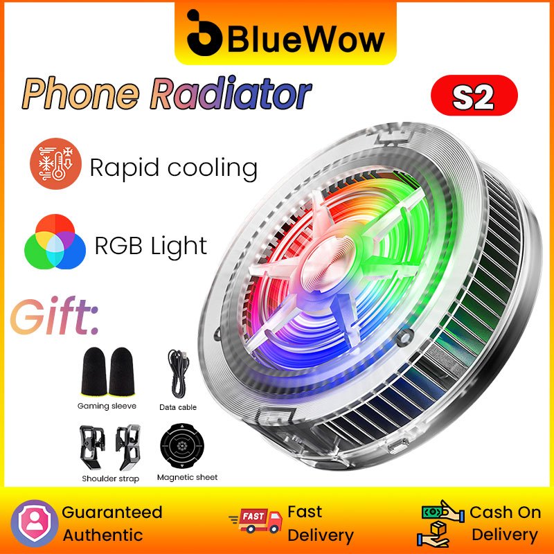 BlueWow S2 โทรศัพท์มือถือคูลเลอร์หม้อน้ําสําหรับเล่นเกมพัดลมระบายความร้อน Hurricane Turbofan ...