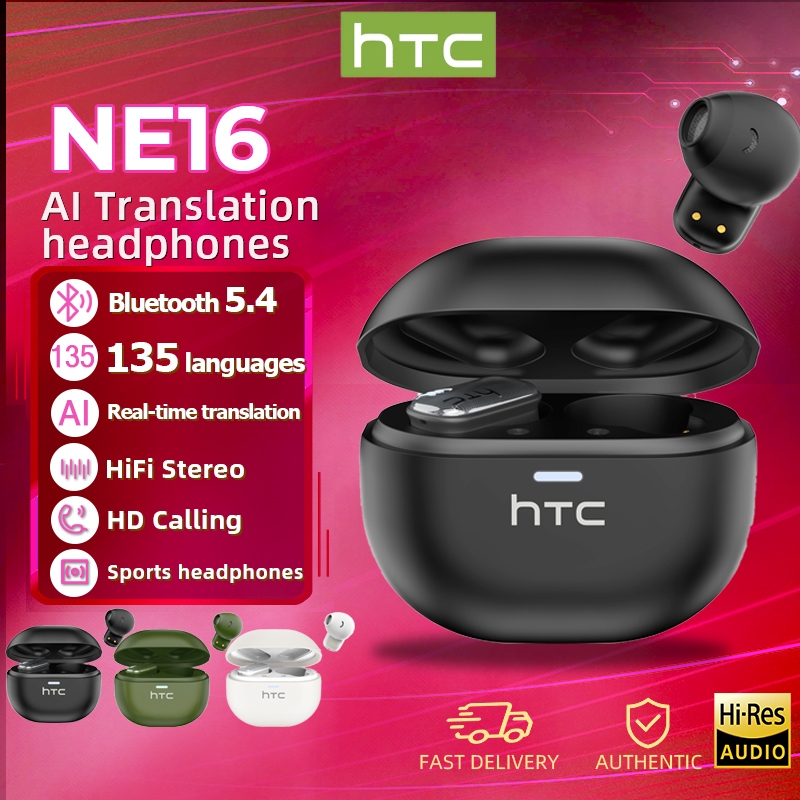 HTC NE16 Al สมาร์ทแบบเรียลไทม์แปลไร้สายบลูทูธ 6.0 หูฟังตัดเสียงรบกวนหู ...