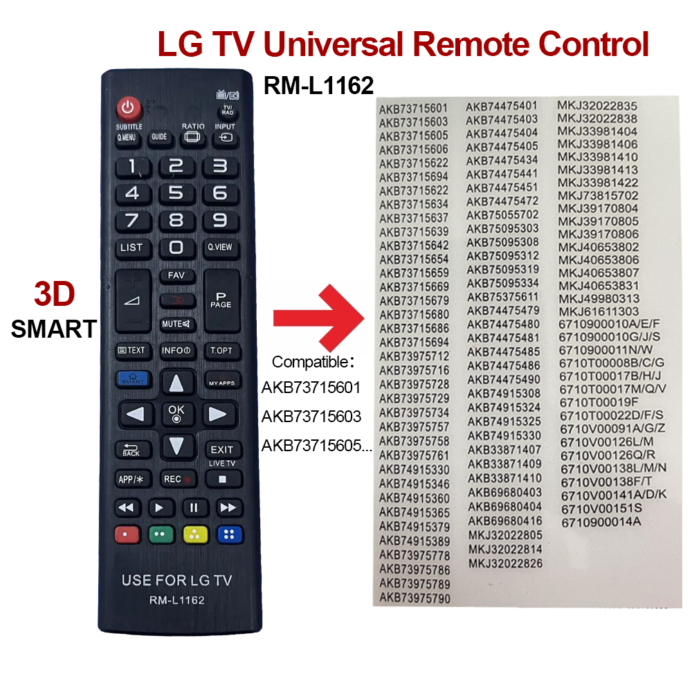 รีโมทคอนโทรลสากล Remote รีโมททีวี LG LCD/LED TV (ไม่ต้องตั้งค่า ใช้ได้ทันที) RM-L1162 | Shopee ...
