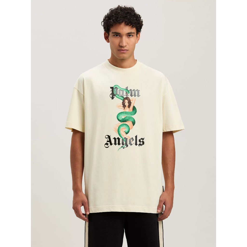 25SS Palm PA ใหม่ python wrap พิมพ์โลโก้เยาวชนฤดูร้อนรอบคอยอดนิยมเสื้อยืดแขนสั้น | Shopee Thailand