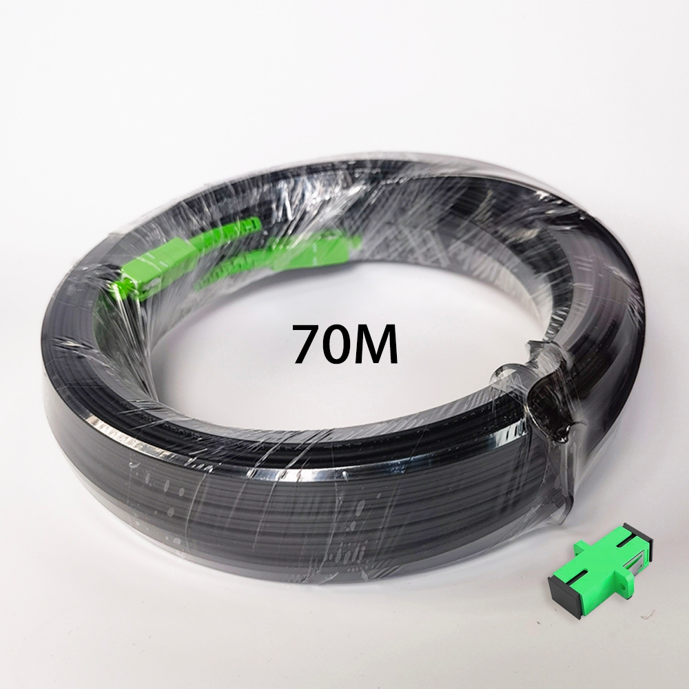 70M Outdoor Drop Cable SC APC To SC APC Single Mode Simplex FTTH Fiber ...
