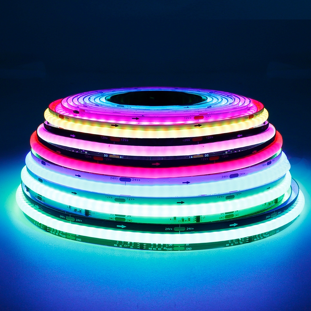 5V 12V 24V สมาร์ท SPI RGBIC LED COB Strip Light WS2811 แอดเดรสโปรแกรม ...