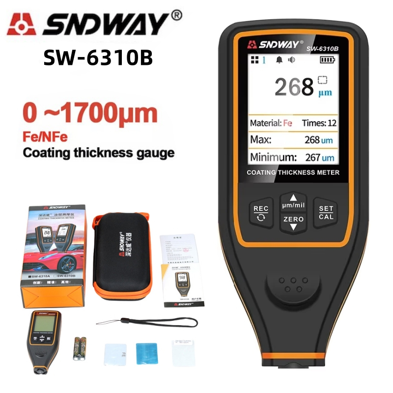 SNDWAY SW-6310A/B เครื่องวัดความหนาเคลือบสีดิจิตอล 1700um/66mil เครื่องทดสอบฟิล์มสีรถยนต์ ...