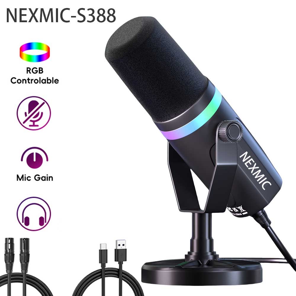 NEXMIC S338 ไมโครโฟนคอนเดนเซอร์ USB USB/XLR แบบไดนามิกคู่รุ่นไมโครโฟน ...