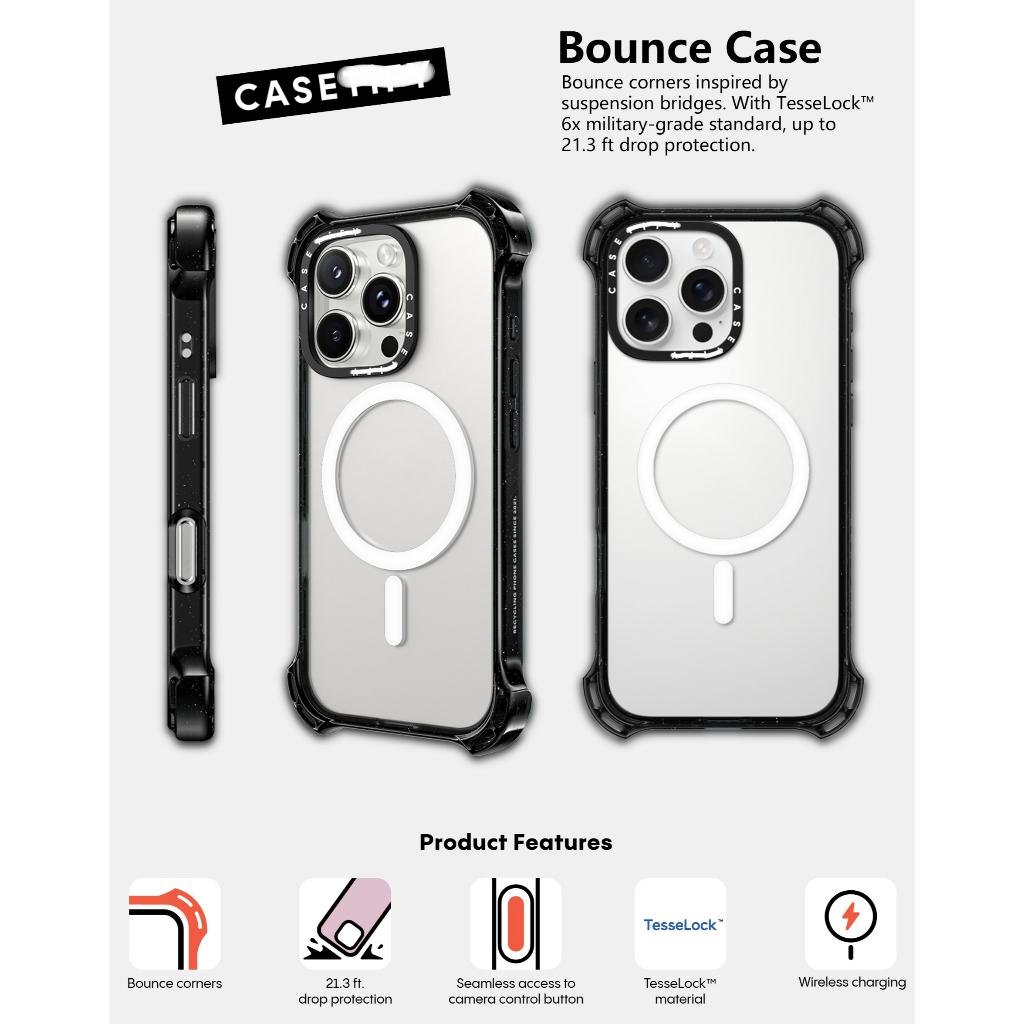 CASECASE X Bounce Case แม่เหล็กดูด Hard อะคริลิคด้านหลังสําหรับ Apple ...