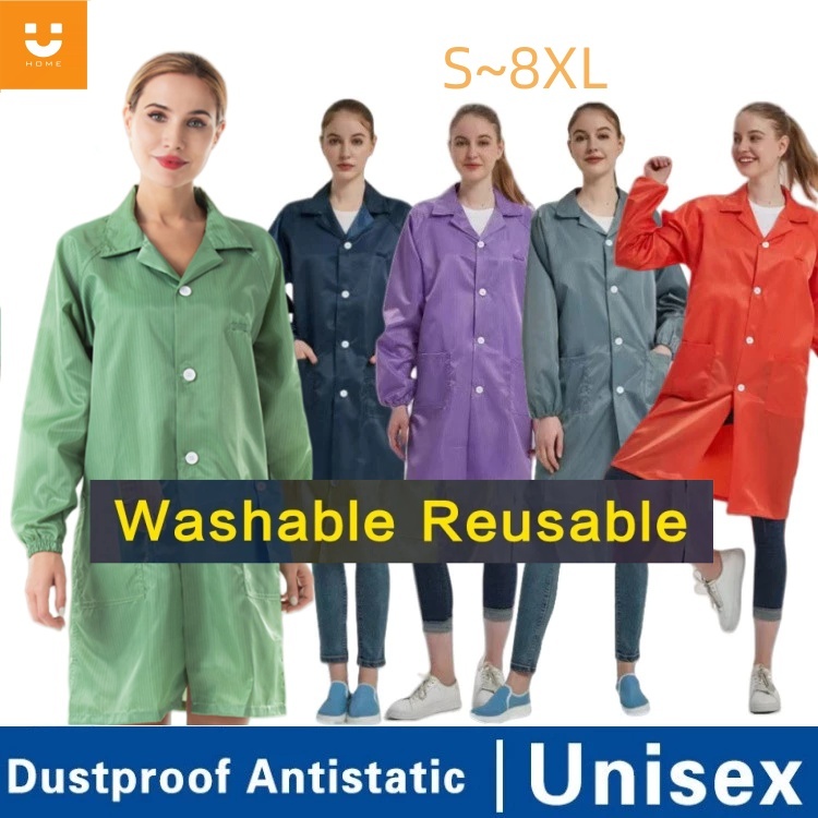 UhomeS ~ 8XL ขนาด ESD Smock Lab Coat ล้างทําความสะอาดได้ Anti Static ...