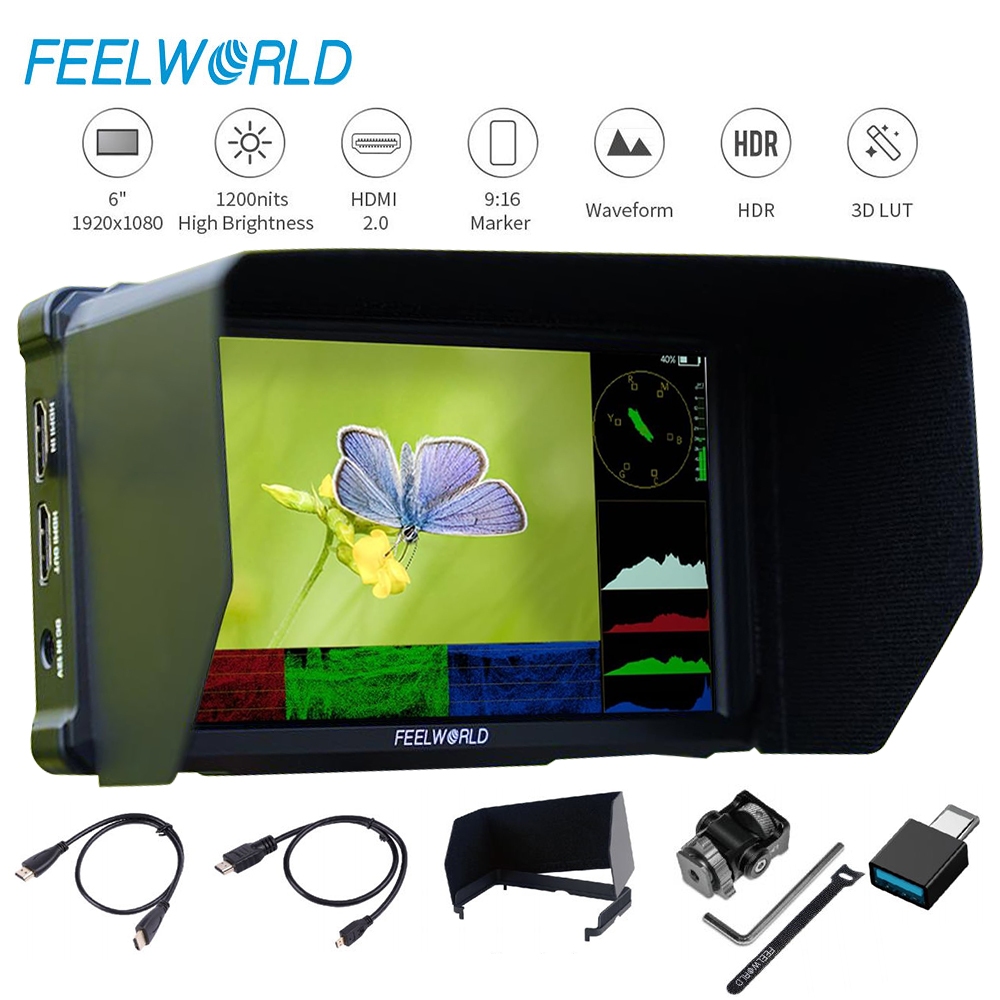 FEELWORLD FW568 PRO 6 "กล้อง Field Monitor IPS FHD หน้าจอ 3D LUT ...