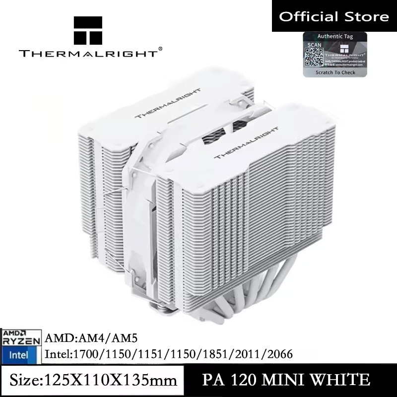 Thermalright PA120 Mini สีขาวหม้อน้ํา CPU Air Cooler 6 ท่อความร้อน 120 ...