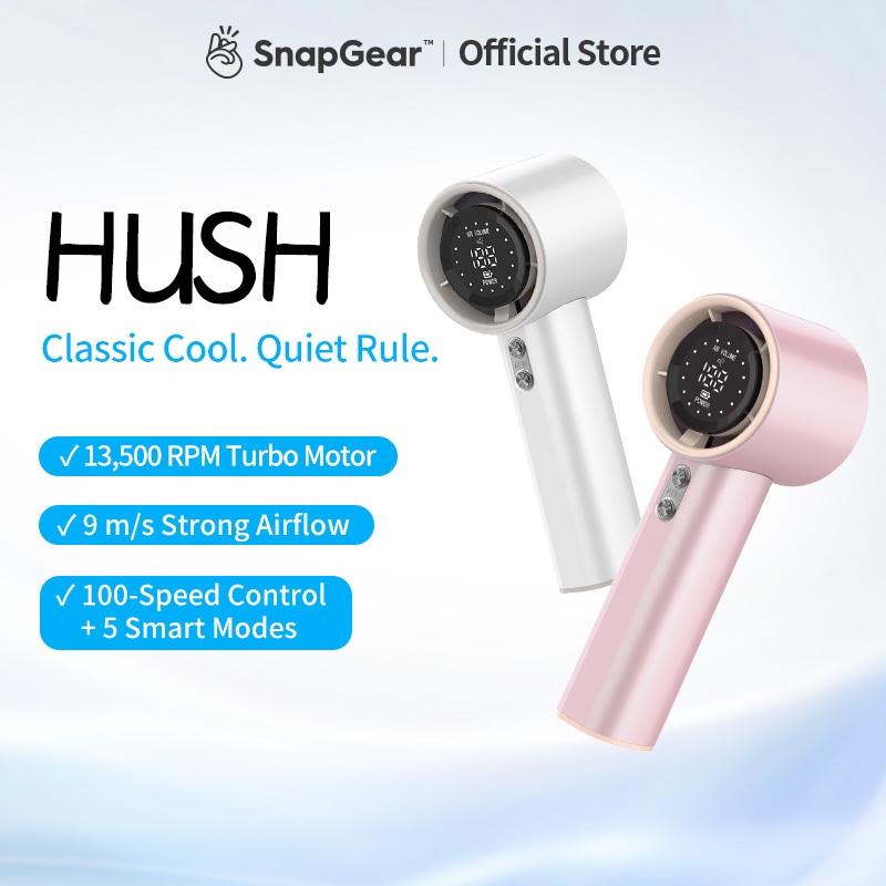 SnapGear พัดลมมือถือ Hush - แบต 3600mAh ใช้ได้นาน 11 ชม ชาร์จเร็ว 18W ปรับแรงลม 1-100 ระดับ ...