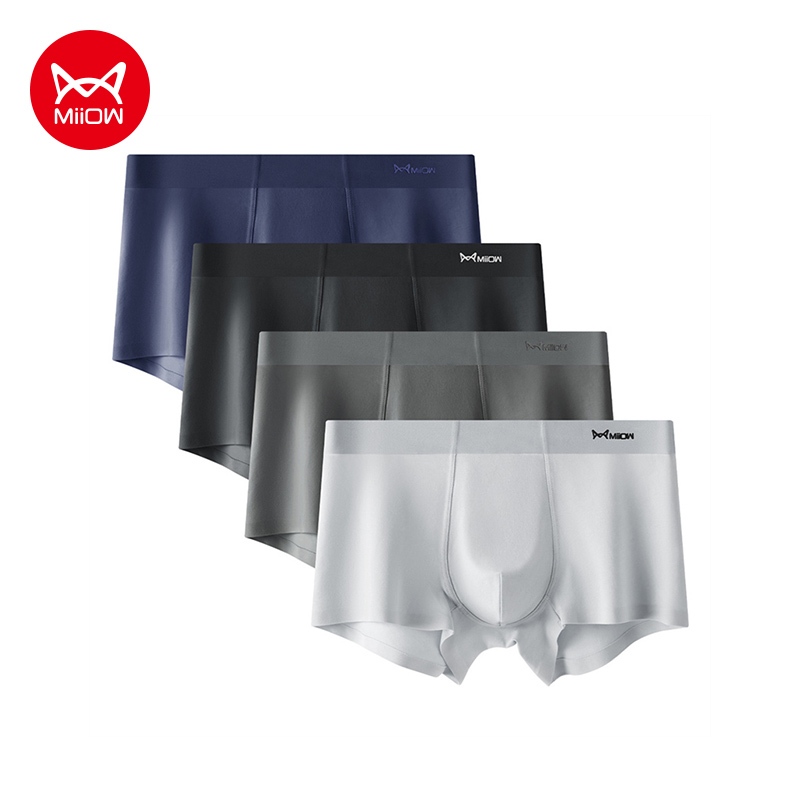 Miiow กางเกงบ็อกเซอร์ขาสั้น ผ้าฝ้าย ระบายอากาศ ไร้รอยต่อ ไร้รอยต่อ ลายกราฟฟิน 3A สําหรับผู้ชาย ...