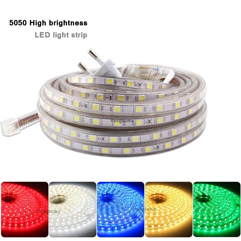 สายไฟ LED 220V SMD 5050 5050 กันน้ํา 1 เมตร 2 เมตร 3 เมตร 4 เมตร 5 เมตร 10 เมตร | Shopee Thailand