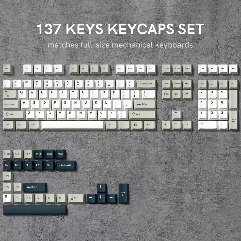Womier 137 คีย์ Retro Blue PBT Double Shot Keycaps ชุด Minimalist ...