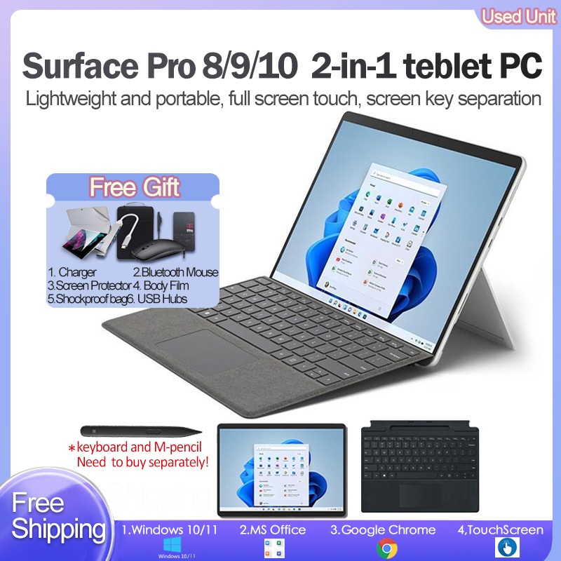 Microsoft Surface pro9 pro8 pro7+ แล็ปท็อป 2 in 1 Core i5/i7-8th Gen 8/16GB RAM 256/512GB SSD 12 ...