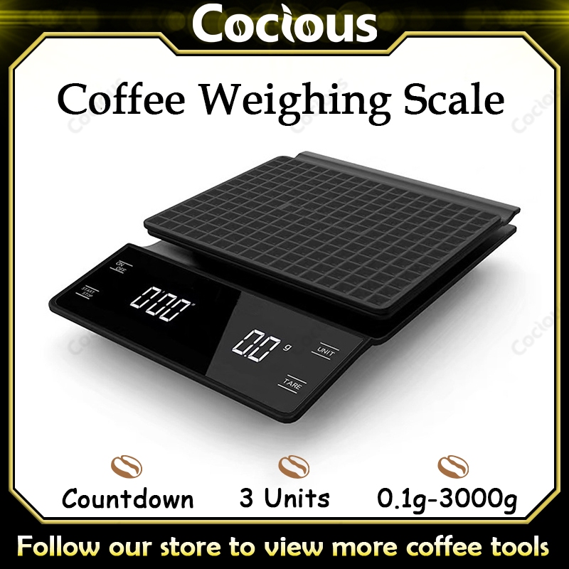 COCIOUS 3kg/0.1g เครื่องชั่งน้ําหนักกาแฟพร้อมตัวจับเวลาเครื่องชั่ง ...