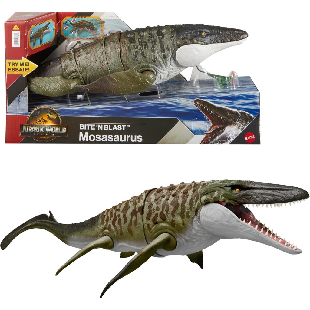 Mattel Jurassic World Rebirth Bite N Blast Mosasaurus Action Figure ...