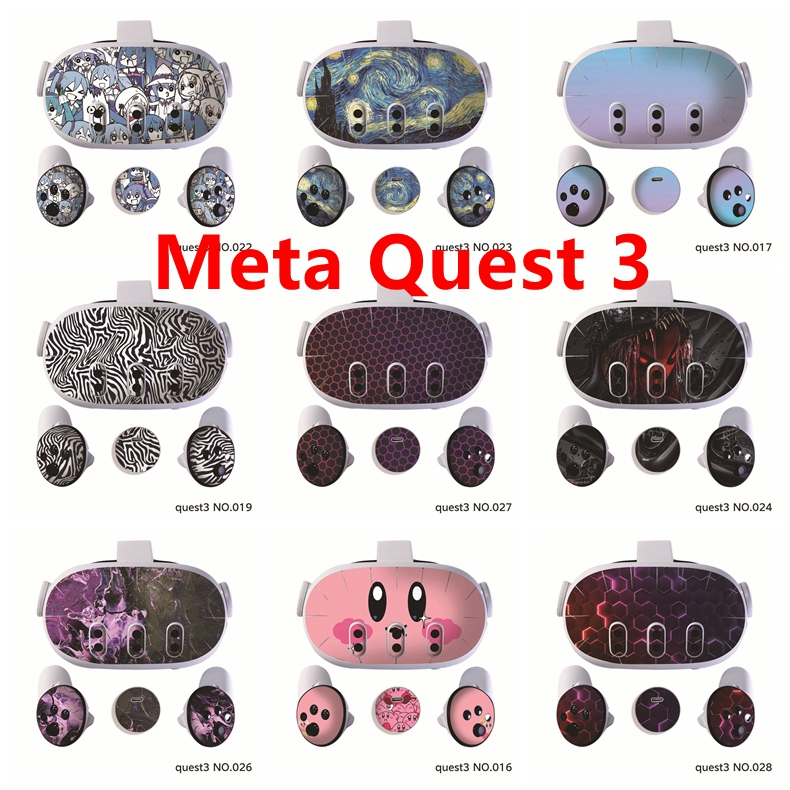 สติ๊กเกอร์ผิว 16 สีเข้ากันได้กับ Meta Quest 3 VR Vinyl Decal Full Set ...