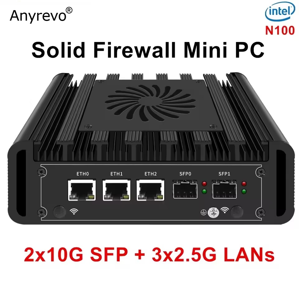 2x10G SFP + 3x2.5G i226-V Lans Solid Firewall Mini PC Intel Alder Lake ...