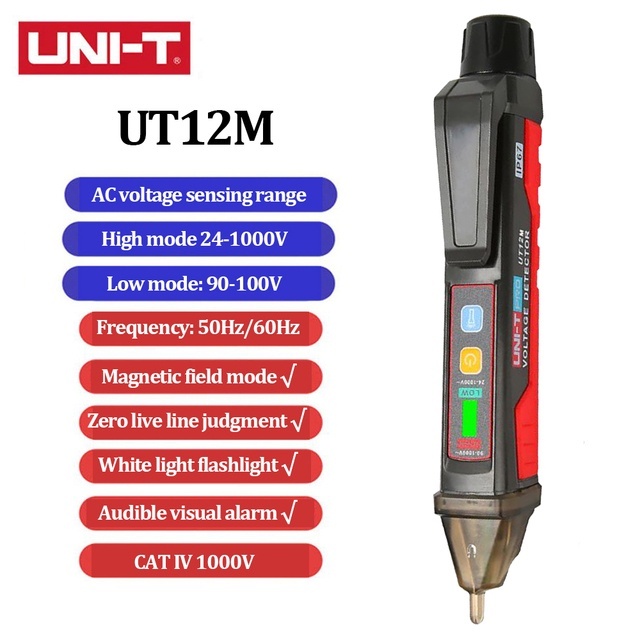UNI-T UT12M 12E เครื่องตรวจจับแรงดันไฟฟ้า ปากกาไม่สัมผัส โหมดคู่ สูง ...