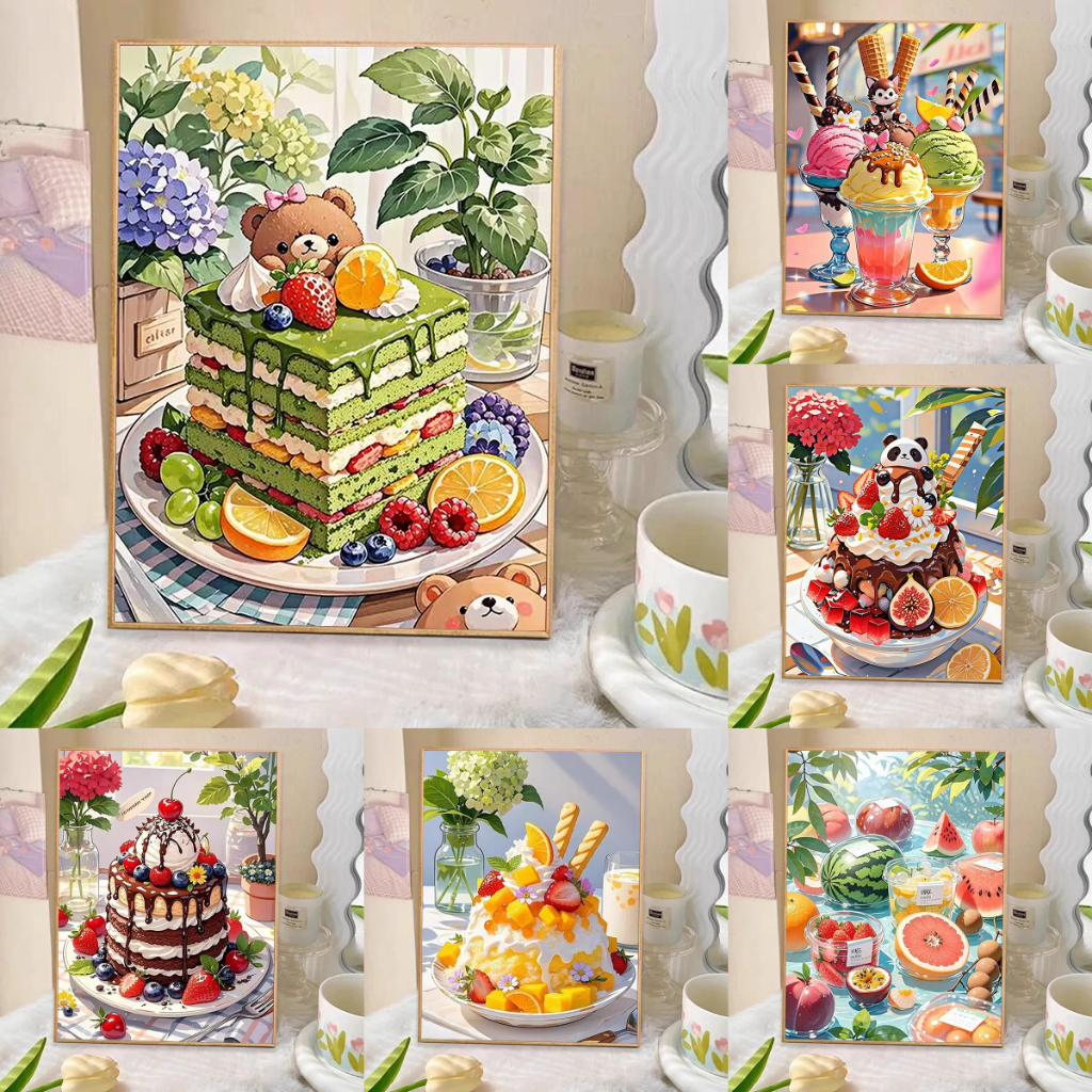 ORFON 4050 ซม.ภาพวาดผ้าใบ/ระบายสีตามตัวเลข/ขนม/อาหาร gourmet/diy ห้องนั่งเล่นตกแต่งผนัง | Shopee ...