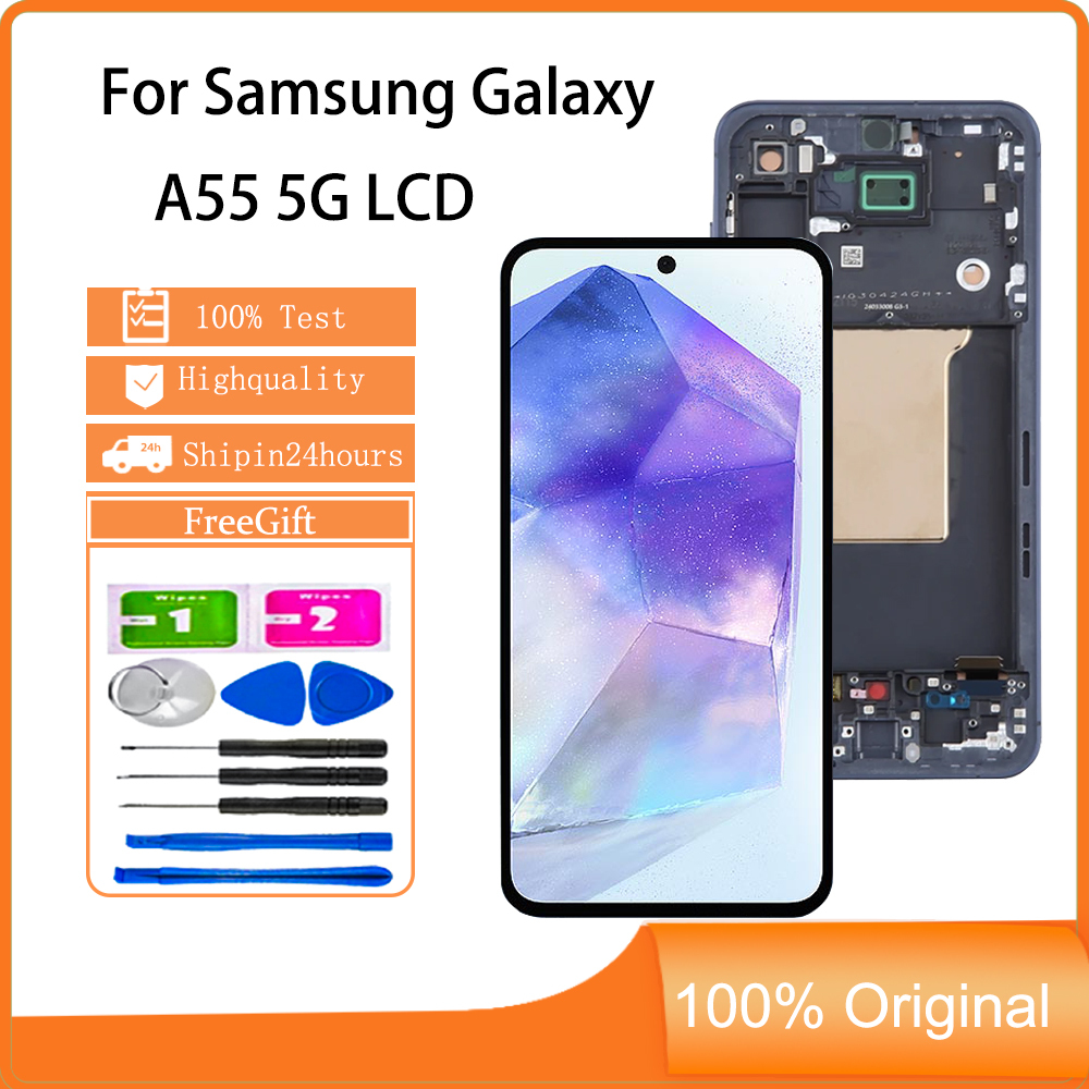 จอแสดงผล smhdmy AMOLED สําหรับ Samsung Galaxy A55 5G หน้าจอสัมผัส LCD ...
