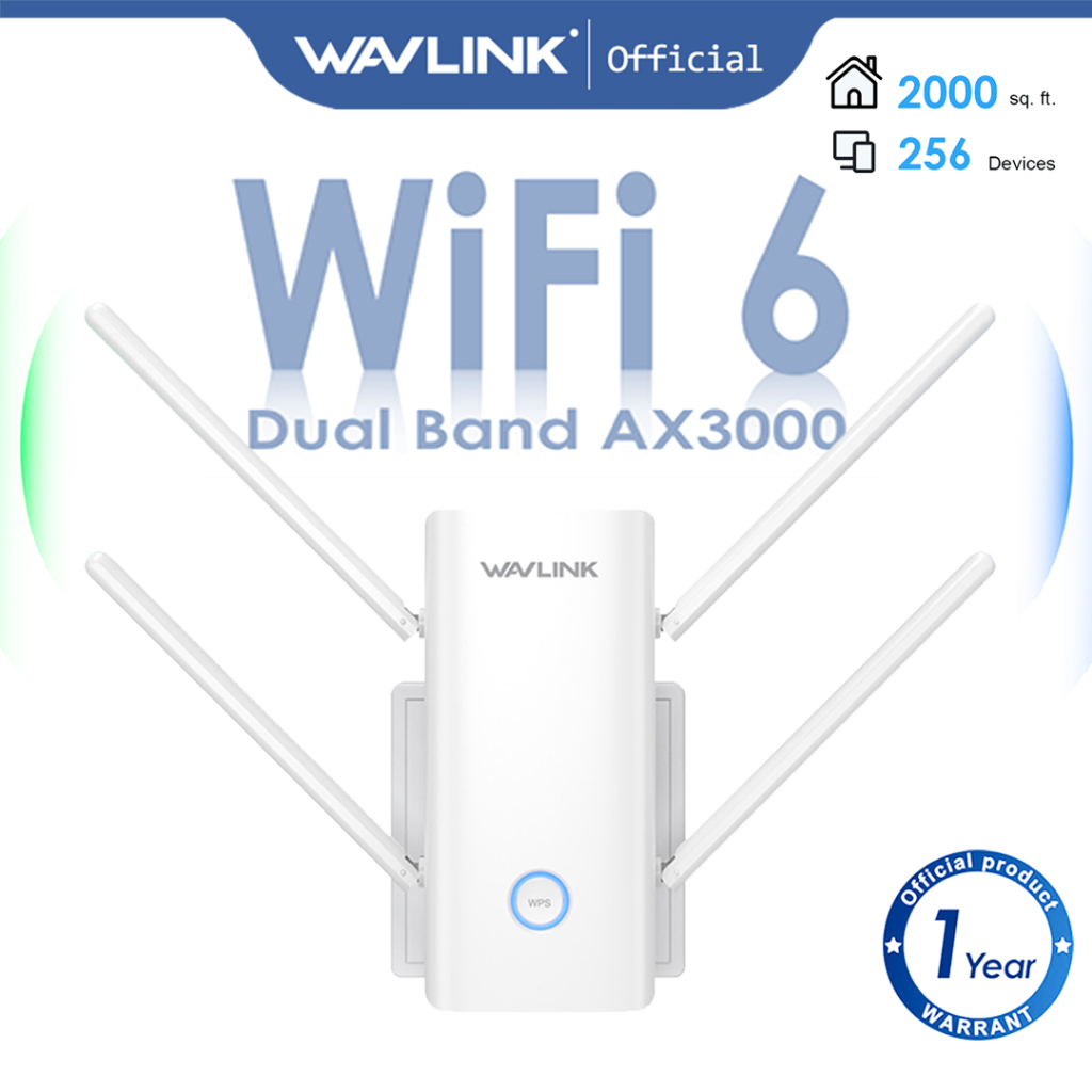 WAVLINK AX3000 Dual Band Wi-Fi 6 Repeater/AP/Router WiFi Amplifier พร้อมเสาอากาศ 160MHz ...